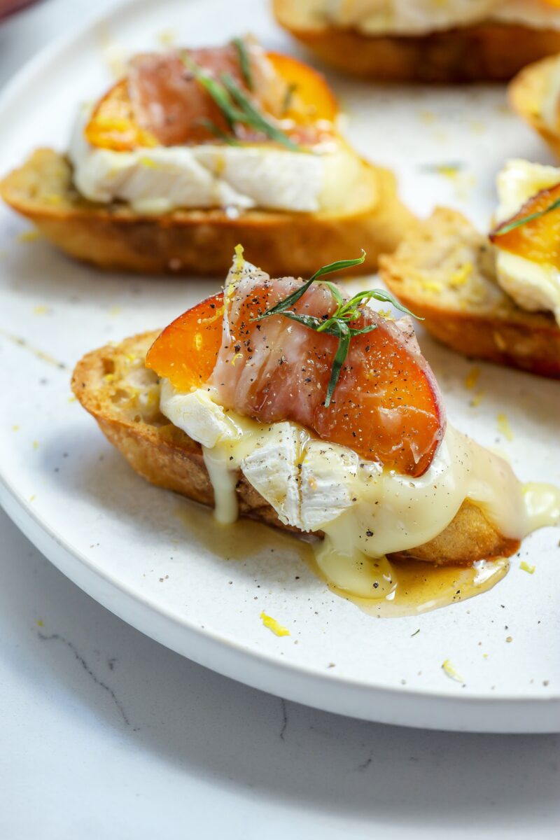 Peach and Brie Crostini - Food My Muse