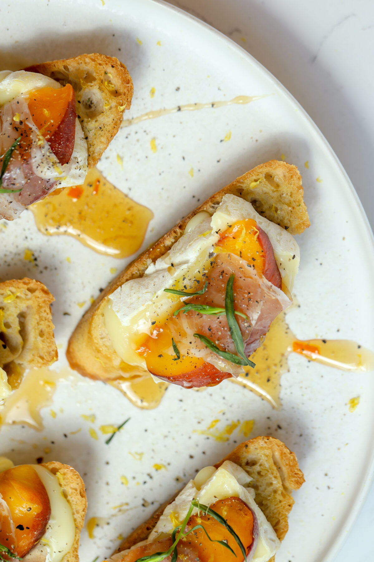 Peach and Brie Crostini - Food My Muse