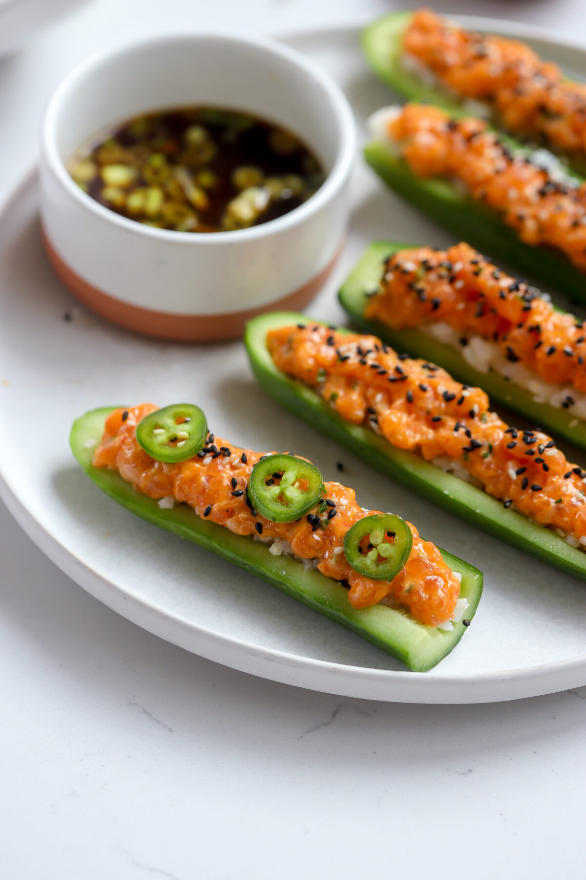 Salmon Cucumber Boats - Food My Muse