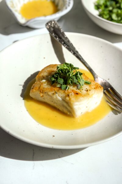 Halibut Beurre Blanc - Food My Muse
