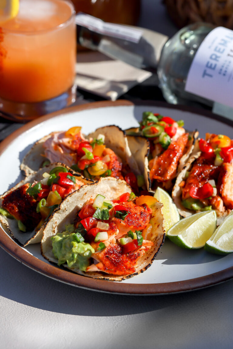 Blackened Salmon Tacos and Grilled Peach Cooler (large batch) - Food My ...