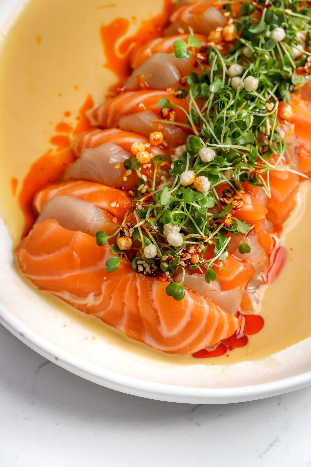 Hamachi & Salmon Tiradito - Food My Muse