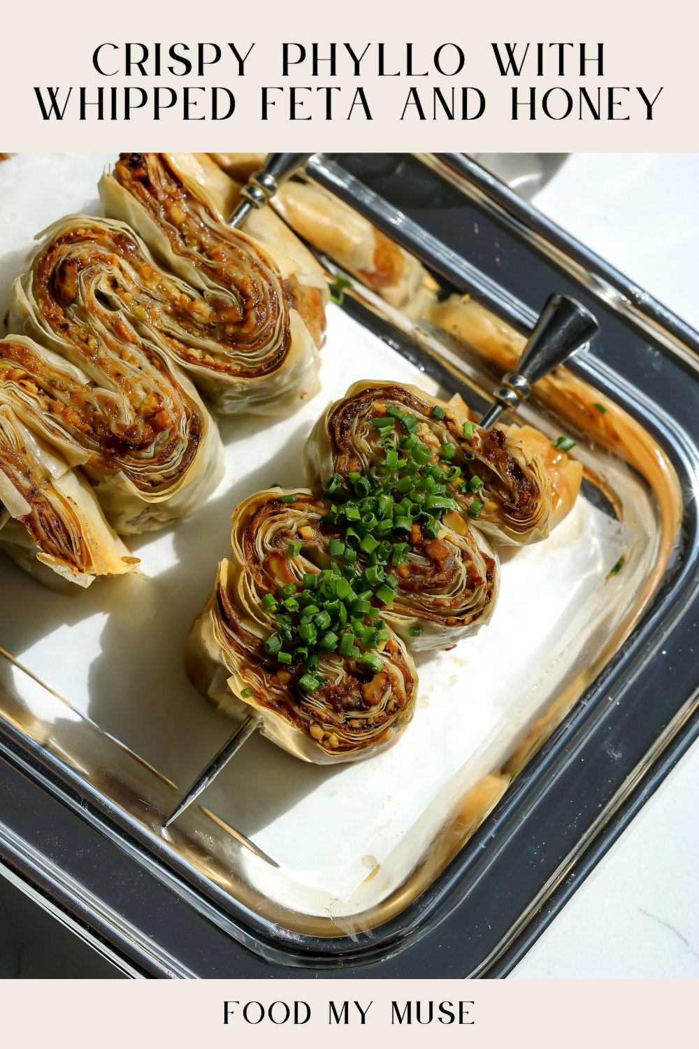 Crispy Phyllo with Whipped Feta and Honey (Skewers) - Food My Muse